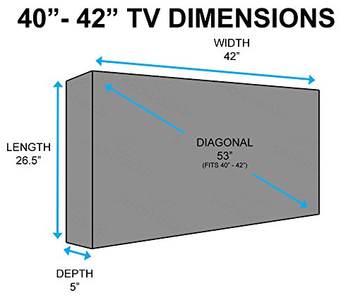 Outdoor TV Cover - 40 / 42 / 43 inch Grey Weatherproof & Waterproof Universal Television Protector for Flat Screen LED, LCD TV Screens w/ Sealed Fit & Remote Storage - Fits Standard Mounts & Stands
