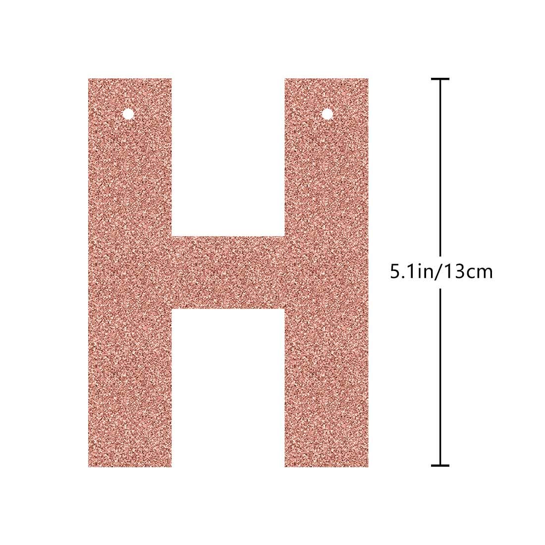 Rose Gold 4th Birthday Banner, Glitter Happy 4 Years Old Boy or Girl Party Decorations, Supplies