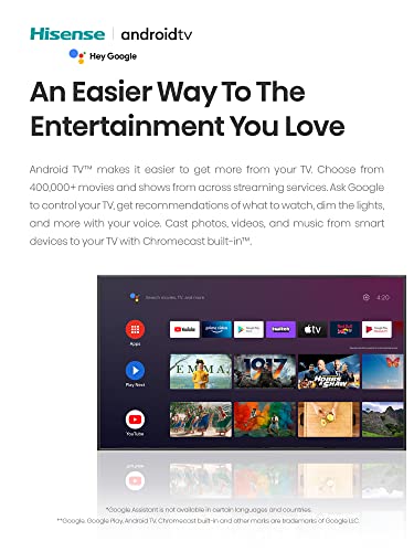 Hisense A4 Series 40-Inch FHD Smart Android TV with DTS Virtual X, Game & Sports Modes, Chromecast Built-in, Alexa Compatibility (40A4H, 2022 New Model) (Renewed)