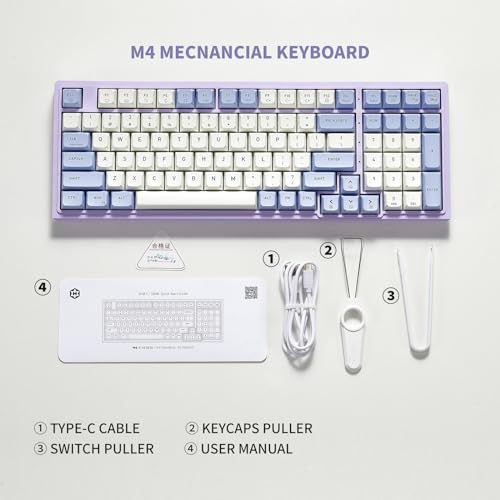 Hexgears Purple Rain M4 Mechanical Keyboard, 99 Keys Hot Swappable Wired Gaming Keyboard, PBT Keycaps, Creamy Keyboard with Number Pad for Windows/Laptop/Xbox, Kailh Green Switch Pre-lubed, Linear