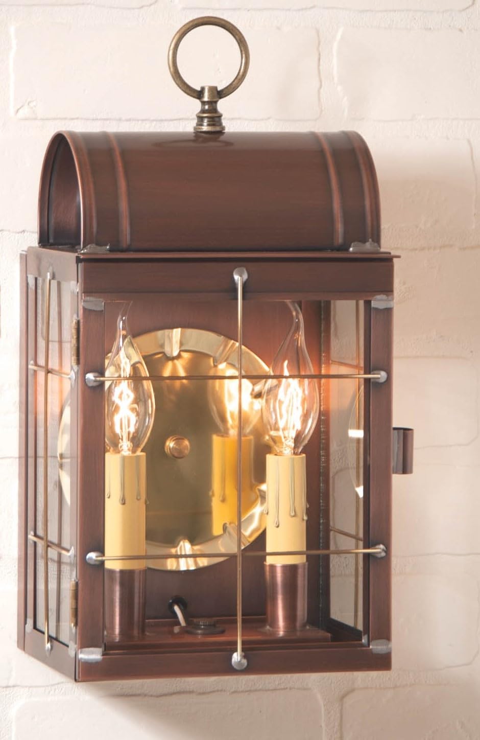 Irvin's Country Tinware Toll House Wall Lantern in Antique Copper 15 Inches
