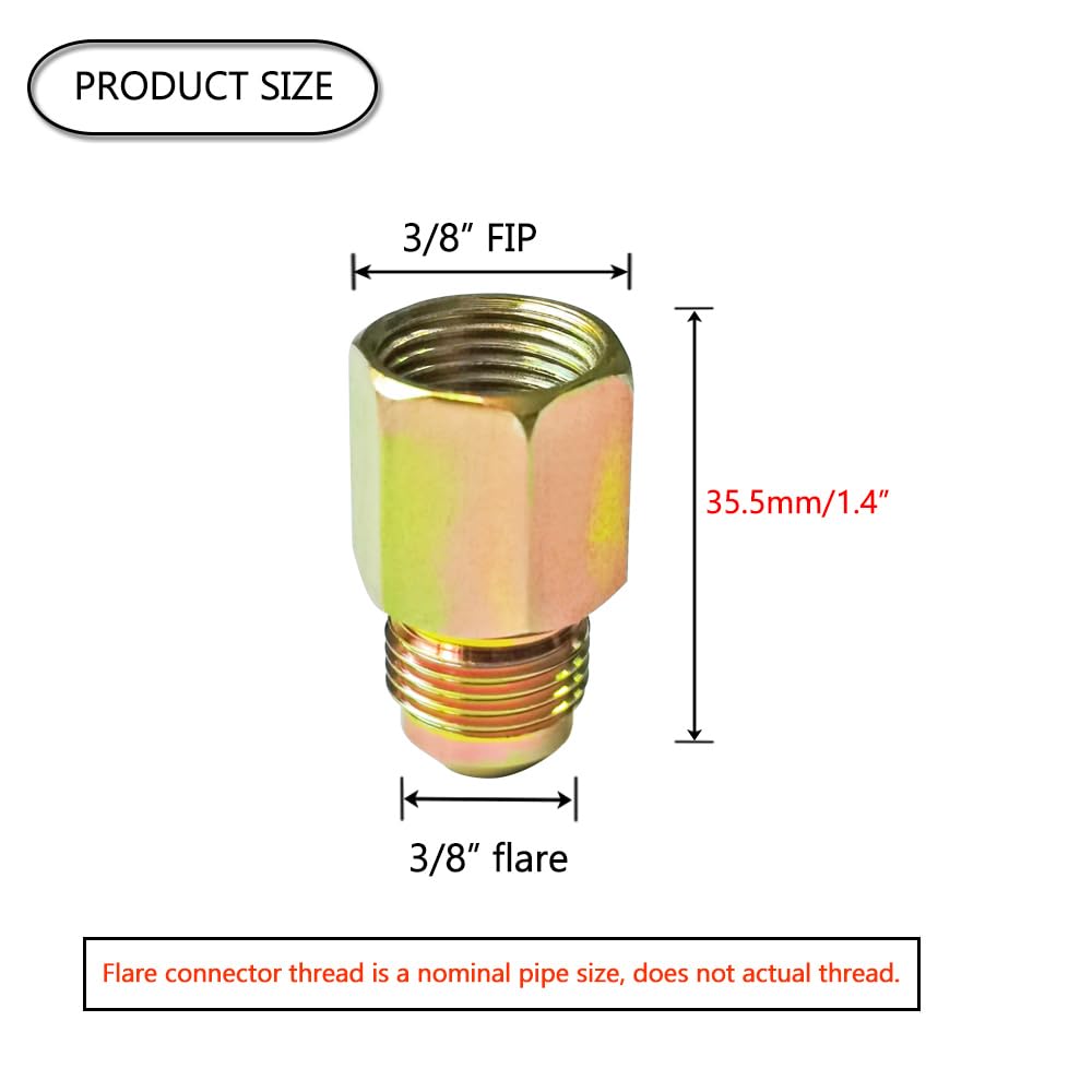 HQMPC Gas Connector Fitting Gas Steel Fitting For Grill Stock, Fire Place U3 3/8"FlareX3/8"FIP 6Pcs