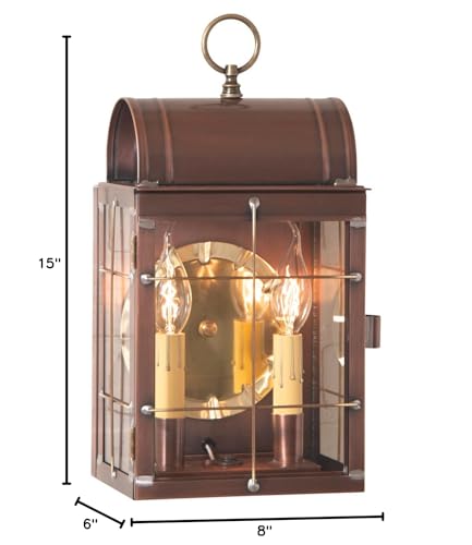 Irvin's Country Tinware Toll House Wall Lantern in Antique Copper 15 Inches