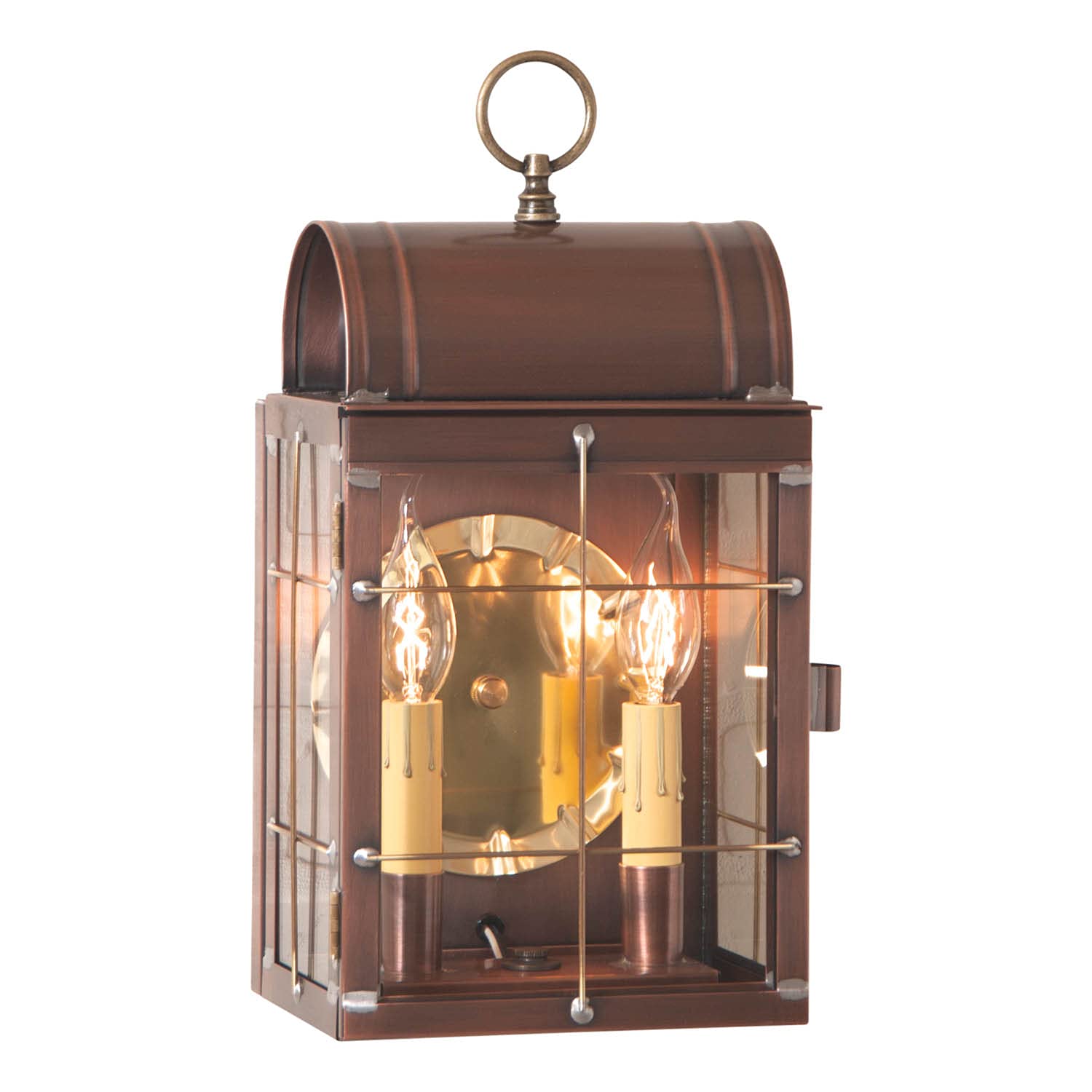 Irvin's Country Tinware Toll House Wall Lantern in Antique Copper 15 Inches
