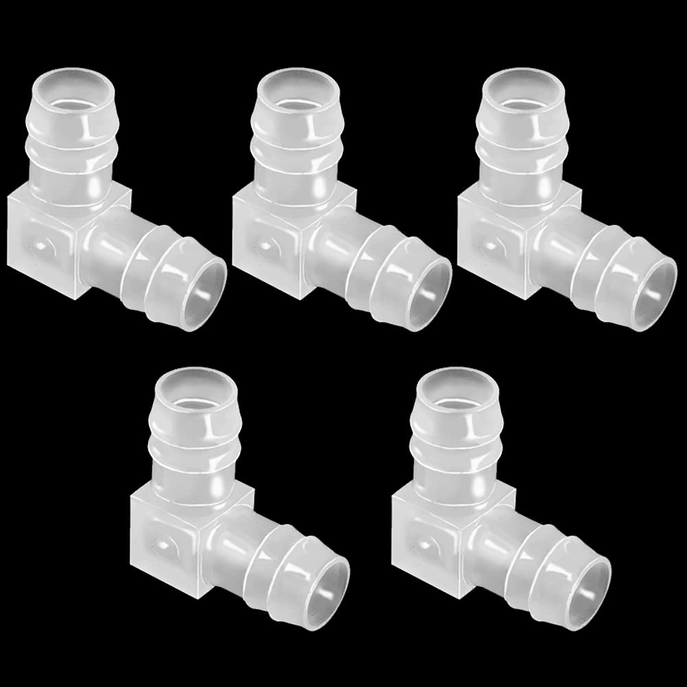 ANPTGHT 5/8" Hose Barb 90 Degree Elbow L Fitting, Equal Barbed Joint Splicer Mender Adapter Union Adapter for Boat Aquarium Fuel Gas Liquid Air (Pack of 5)