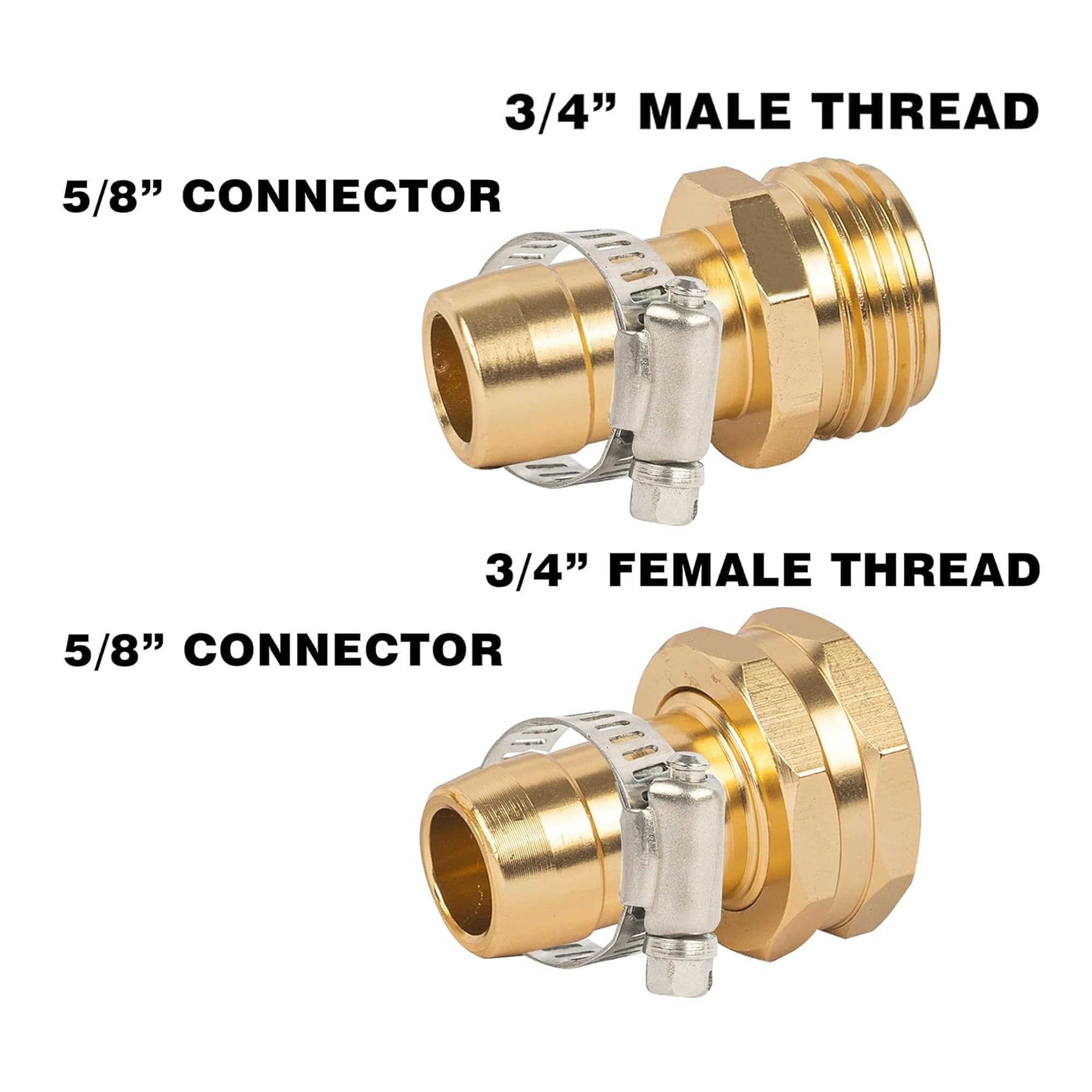 Hourleey Garden Hose Repair Connector with Clamps, Fit for 3/4" or 5/8" Garden Hose Fitting (6-Set)