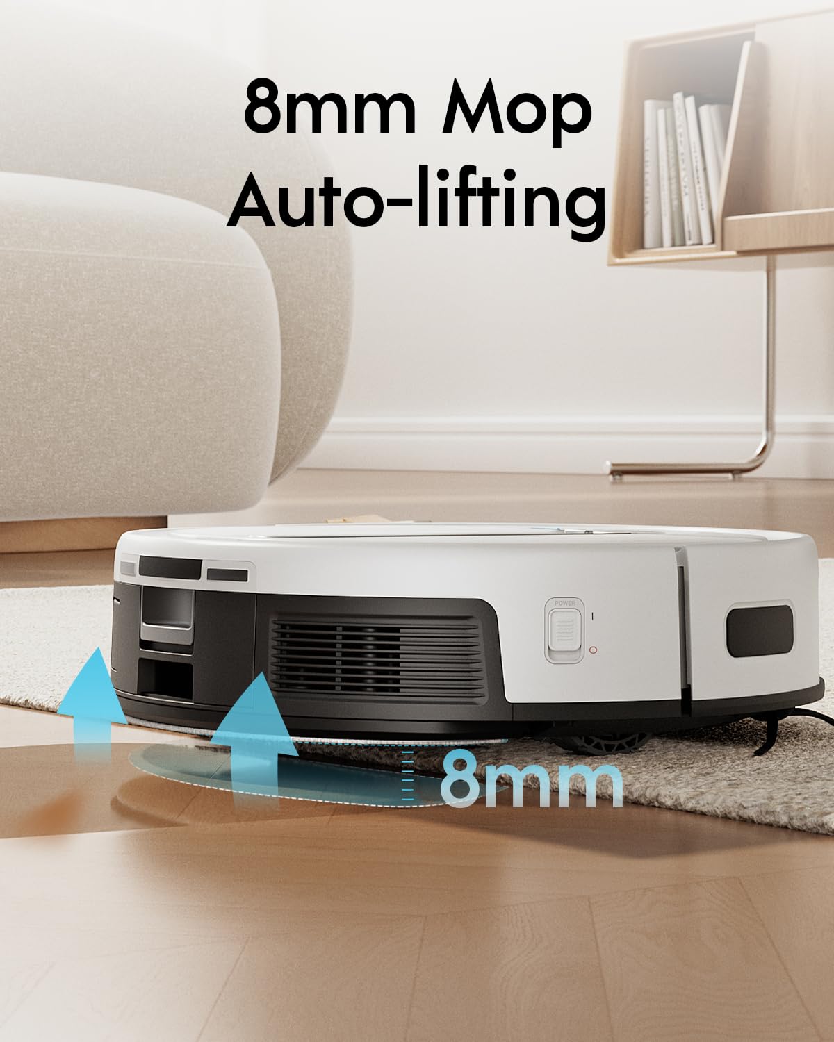 Yeedi Cube Robot Vacuum and Mop, Self Mop Drying and Washing, Self Emptying, 8mm Auto Mop Lifting, 2cm Obstacle Climbing, Sonic Mopping, 1L Water Tank, for Hard Floors, Carpet