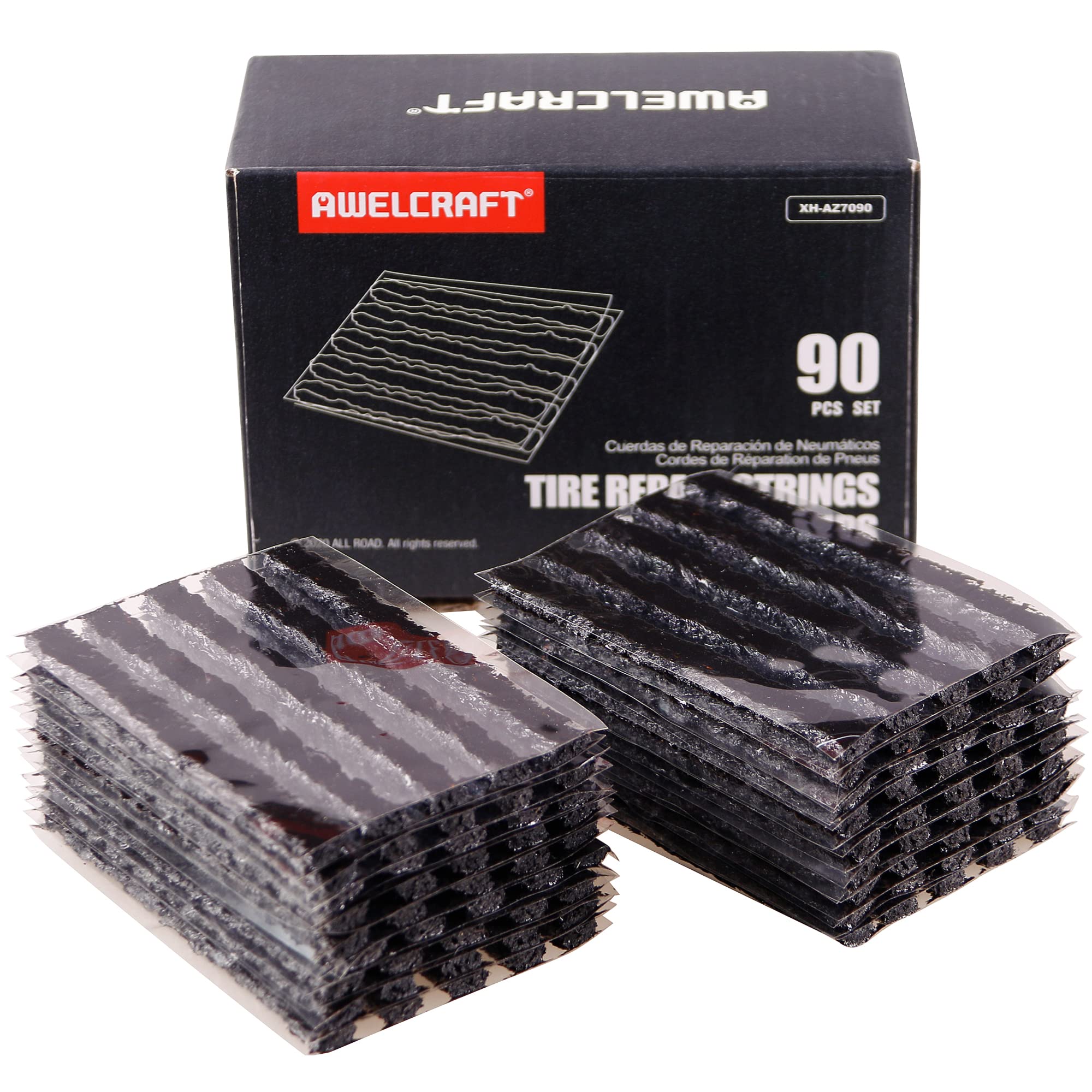 AWELCRAFT Tire Repair Strings 90pcs 4" Black, Automotive Tool Tire Repair Plugs for Tubeless Off-Road Tires Car, Bike, ATV, UTV, Wheelbarrow, Mower