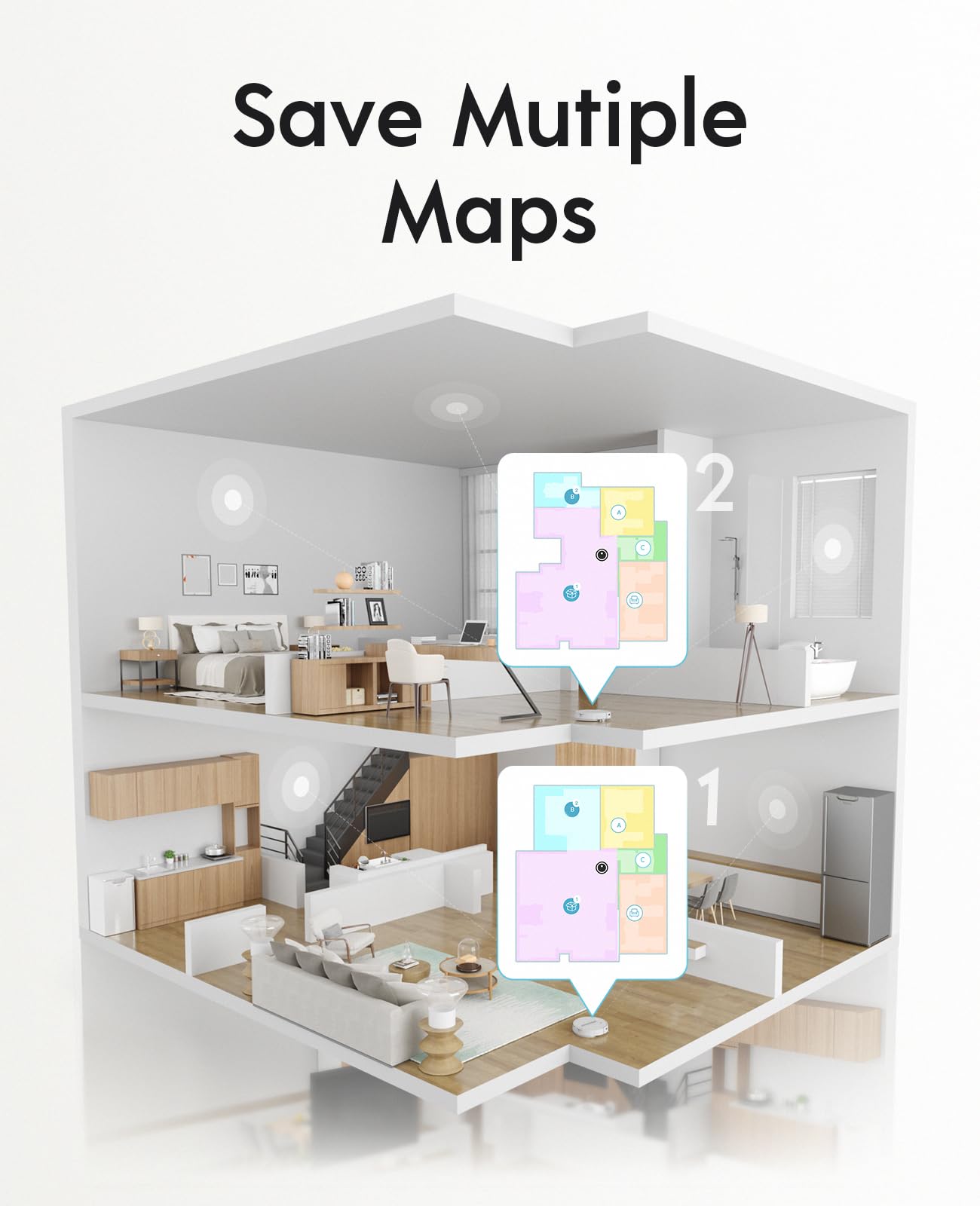 Yeedi Cube Robot Vacuum and Mop, Self Mop Drying and Washing, Self Emptying, 8mm Auto Mop Lifting, 2cm Obstacle Climbing, Sonic Mopping, 1L Water Tank, for Hard Floors, Carpet
