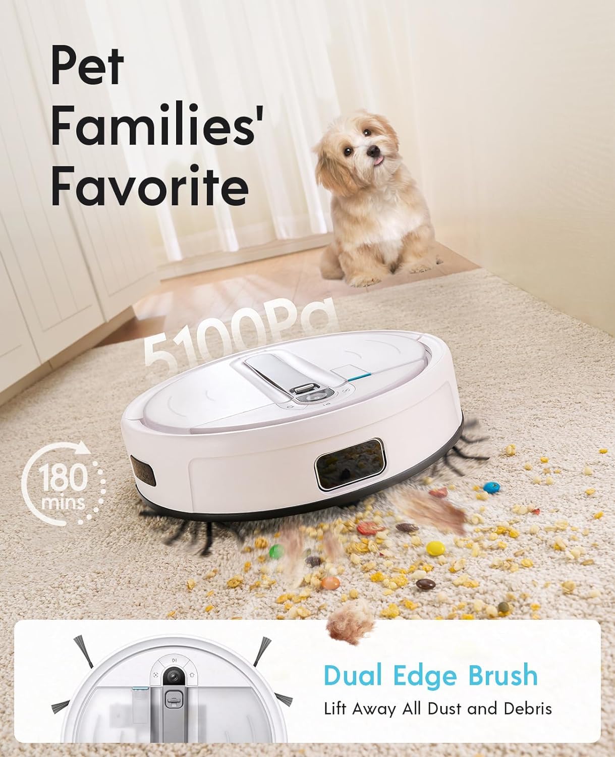 Yeedi Cube Robot Vacuum and Mop, Self Mop Drying and Washing, Self Emptying, 8mm Auto Mop Lifting, 2cm Obstacle Climbing, Sonic Mopping, 1L Water Tank, for Hard Floors, Carpet