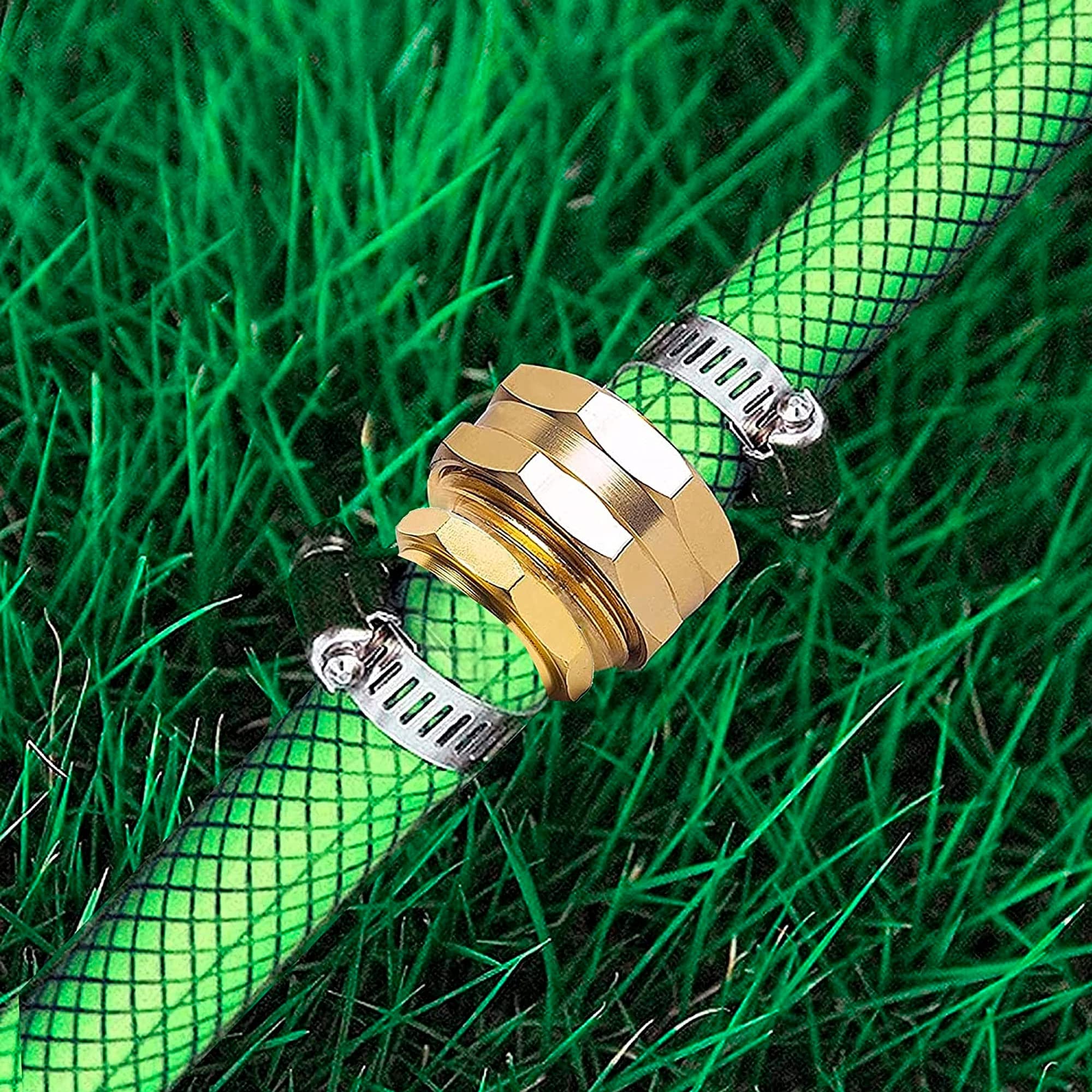 Hourleey Garden Hose Repair Connector with Clamps, Fit for 3/4" or 5/8" Garden Hose Fitting (6-Set)