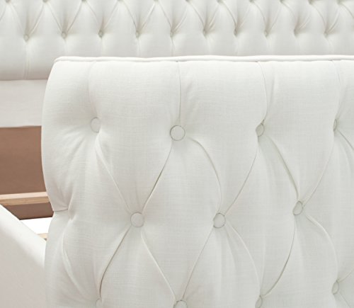 Jennifer Taylor Home Harmonie King Tufted Bed, (U.S. Standard), Antique White Polyester