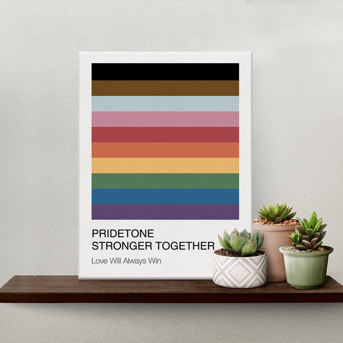 Rainbow Pride Canvas Wall Art Poster Print Gift, Colorful Stronger Together Love Will Always Win Pride Painting Picture Ready to Hang Home Bedroom Decor (11.5" x 15")
