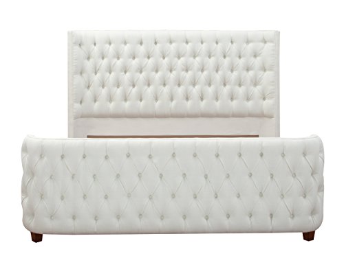 Jennifer Taylor Home Harmonie King Tufted Bed, (U.S. Standard), Antique White Polyester
