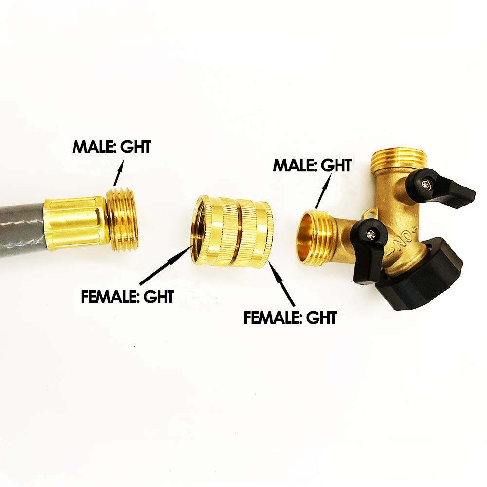 HQMPC Brass Garden Hose Connector Garden Hose Adapter Double Female Swivel Hose Connector 3/4 Inch GHT Brass Connector 4 Pieces