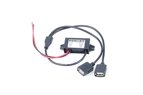 KNACRO DC-DC 12V to 5V 3A 15W Step-Down Power Supply Module Car Power Converter Module Dual USB Female Socket (Dual USB Female)