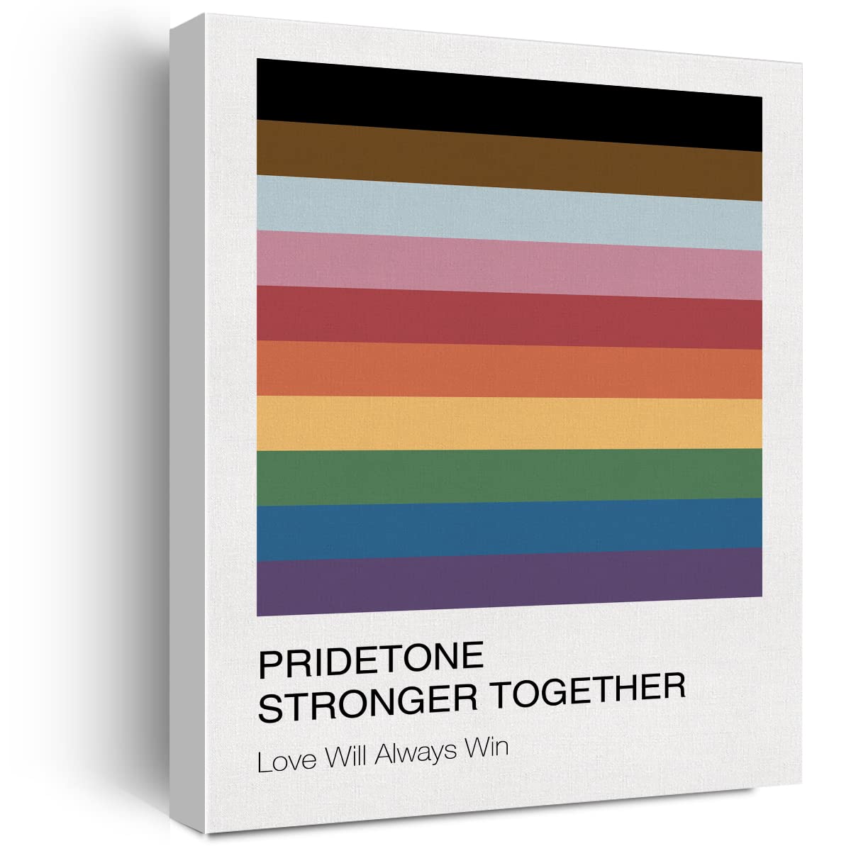Rainbow Pride Canvas Wall Art Poster Print Gift, Colorful Stronger Together Love Will Always Win Pride Painting Picture Ready to Hang Home Bedroom Decor (11.5" x 15")