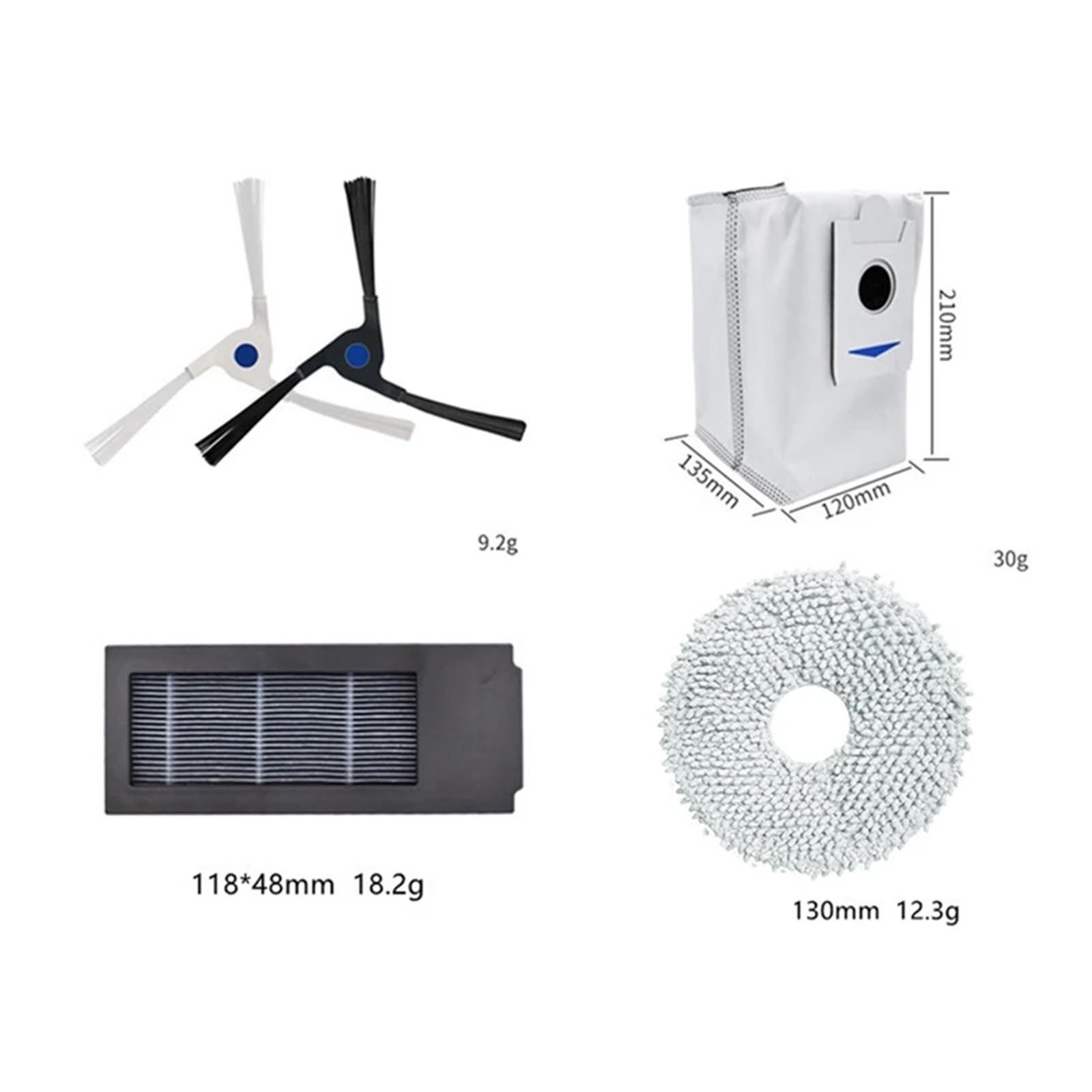 Side Brush, Mop, HEPA Filter, Dust Bag, Compatible for Ecovacs Deebot X2 / X2 Omni / X2 Pro/DEX86 Vacuum Cleaner Accessories