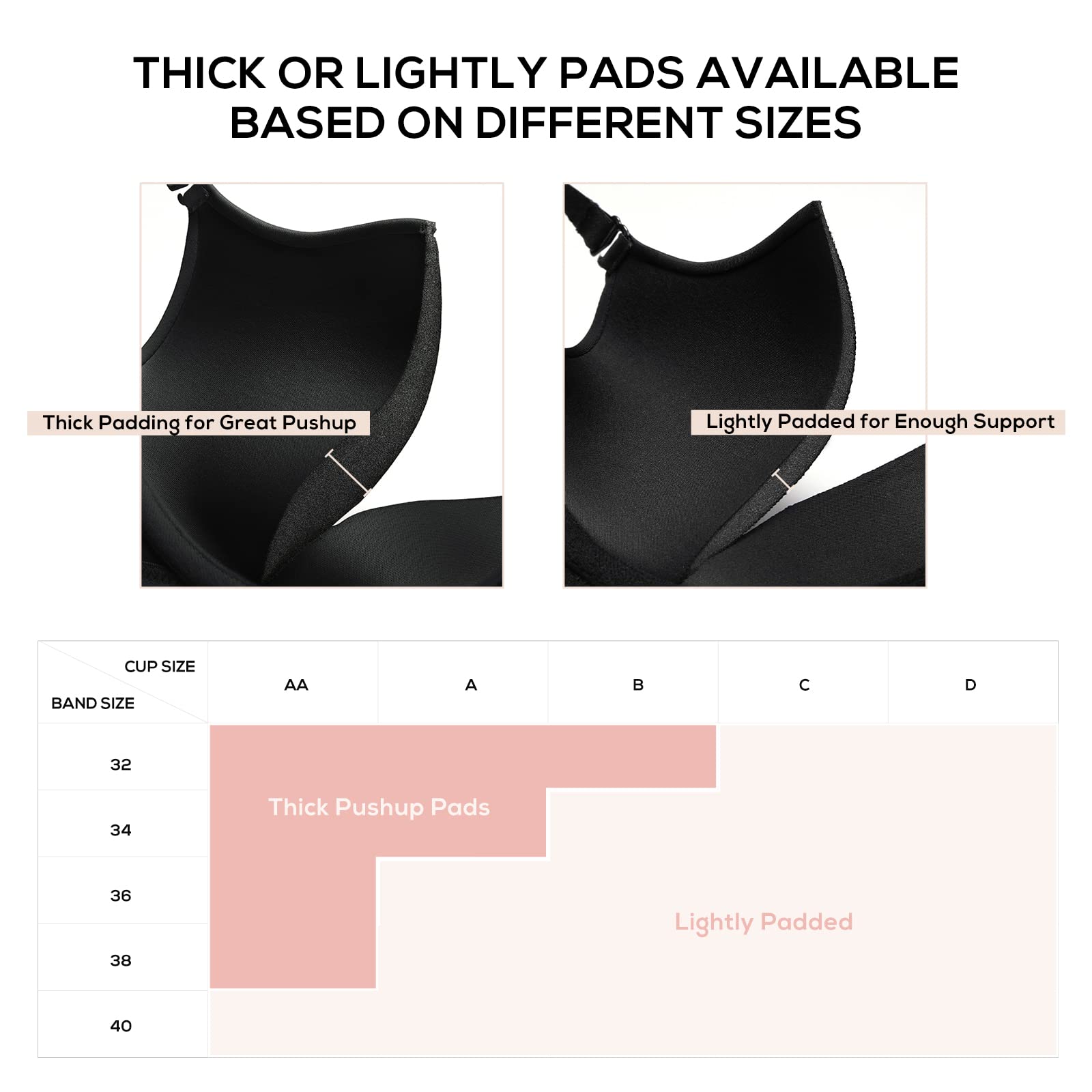 DOBREVA Women's Plunge Bra Deep V Sexy Underwire Low Cut Bras T Shirt Cleavage Lightly Padded Black 36B