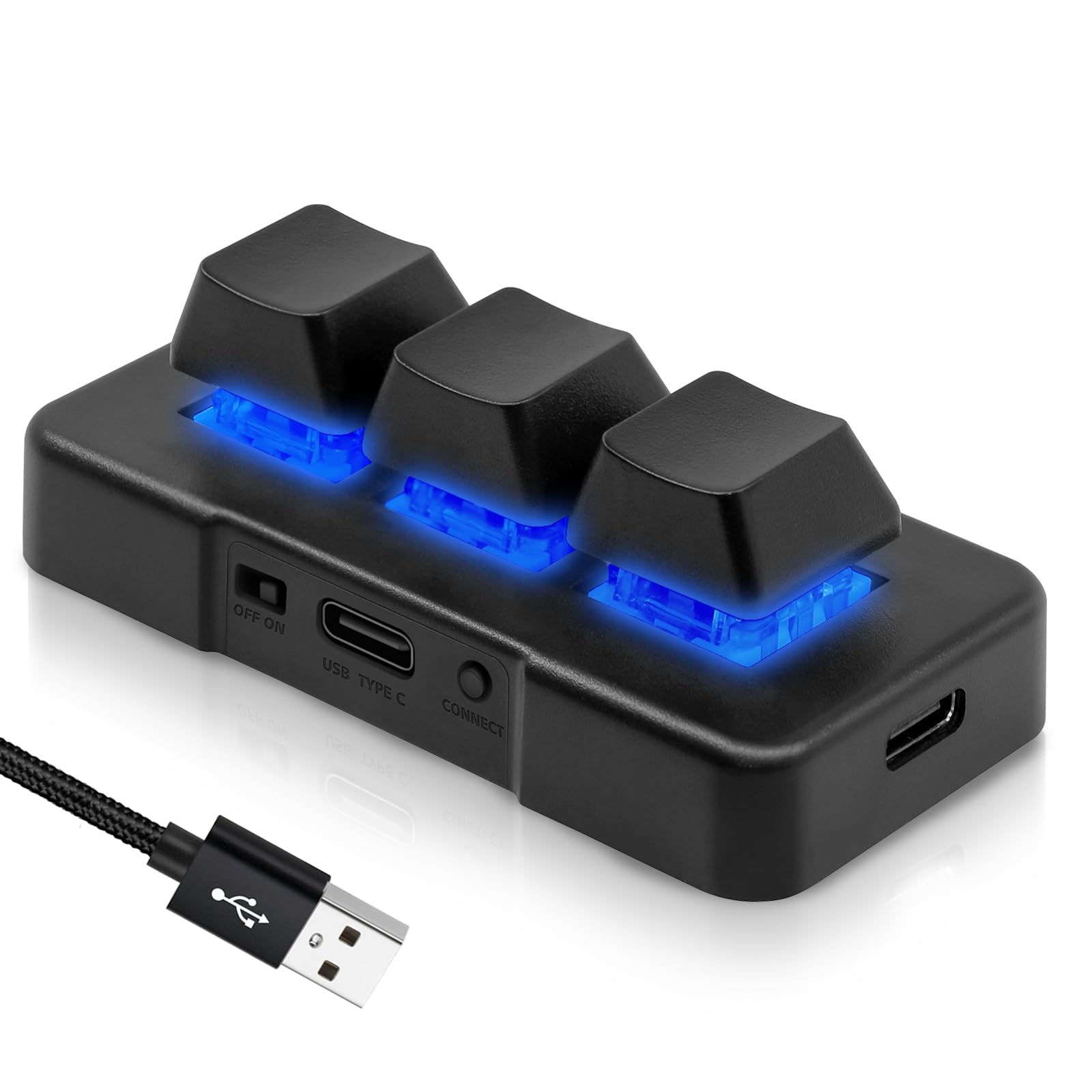 EHOLY USB Mechanical Gaming Keyboard 3 Key Mini Keypad Customize Programmable Macro Keyboard OSU Keypad One Key Control Combo with RGB Backlit for PC Video Game Office Work Sheet Music,HID