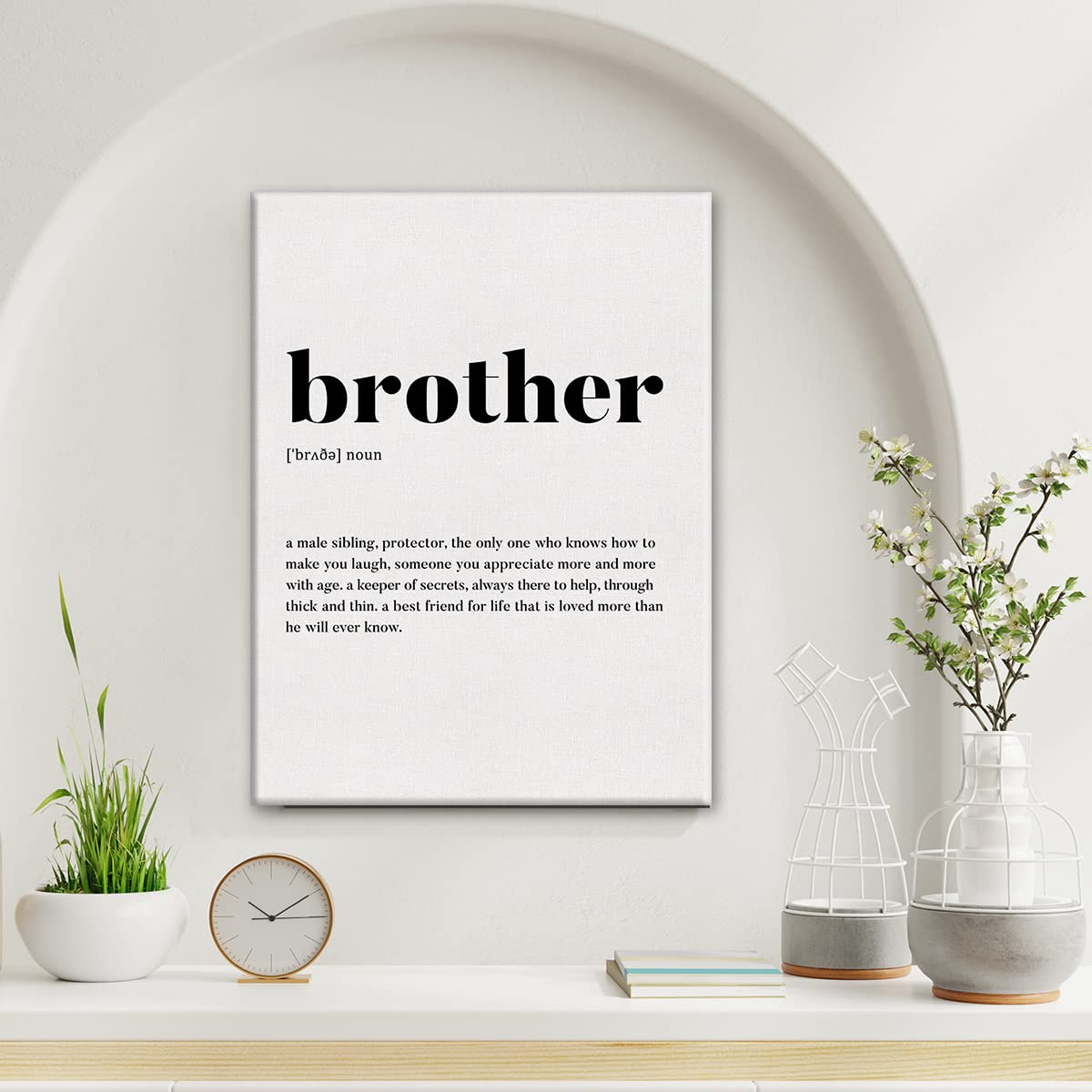 OEWD Brother Definition a Male Sibling Canvas Wall Art Poster Print Gift, Brother Definition Painting Ready to Hang Home Decor (11.5" x 15")