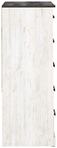 Signature Design by Ashley Shawburn Modern Farmhouse 5 Drawer Chest of Drawers, Two-Tone Whitewash