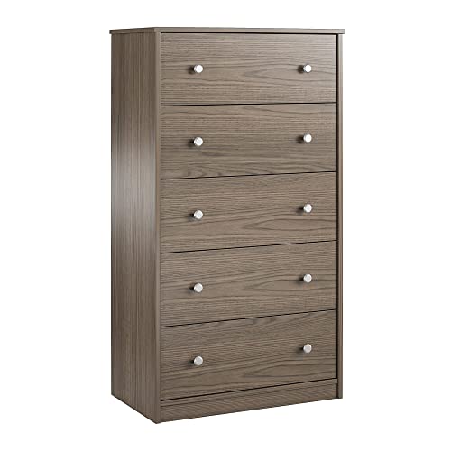 Ameriwood Home Ellwyn Tall 5 Drawer Dresser in Medium Brown