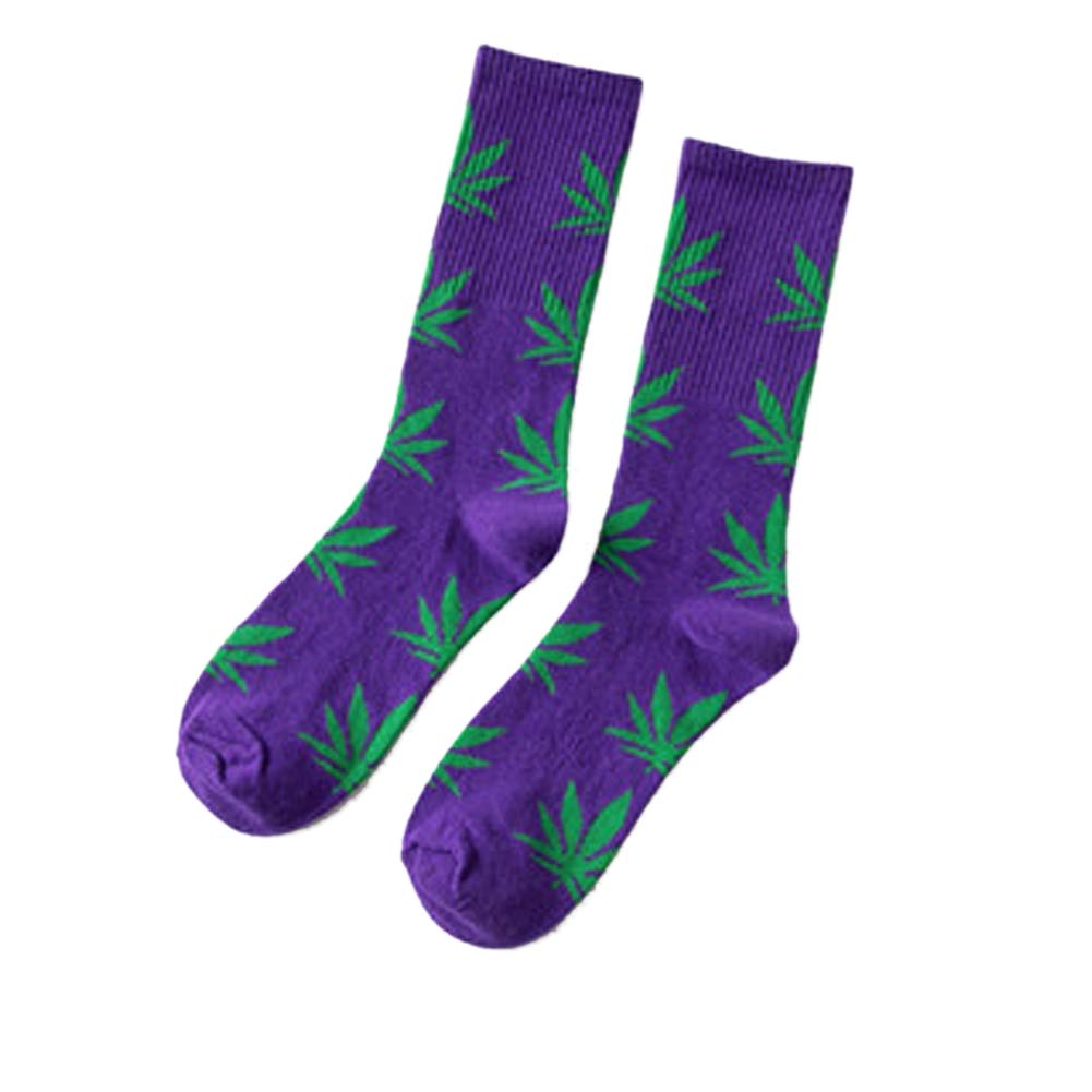 ASWER Men 1 Pairs Marijuana Weed Leaf Printed Cotton Socks Athletic High Crew Socks Color#16