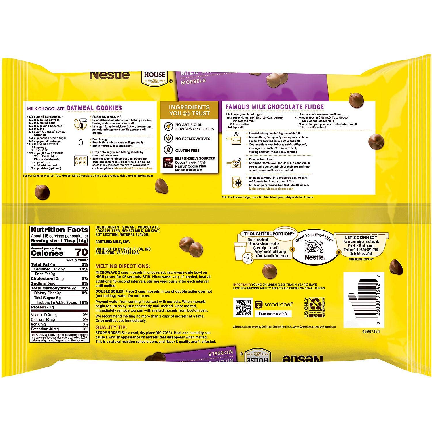 NESTLE -NESTLE TOLL HOUSE Milk Chocolate Morsels BULK (2 PACK, 115 oz Total)
