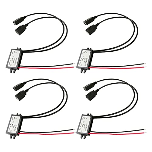 4 PCS DC Voltage Converter 12V to 5V 3A 15W Step-Down Buck Module Double USB Car Navigation Recorder Power Conversion Charger Car Power Converter Vehicle-Mounted Adapter Car Accessories