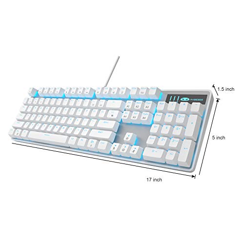 MageGee Mechanical Gaming Keyboard, Wired USB Adjustable Backlight Keyboard, New Mechanical Storm 100% Anti-ghosting Keyboard with Red Switches for Windows PC/MAC Games (White)