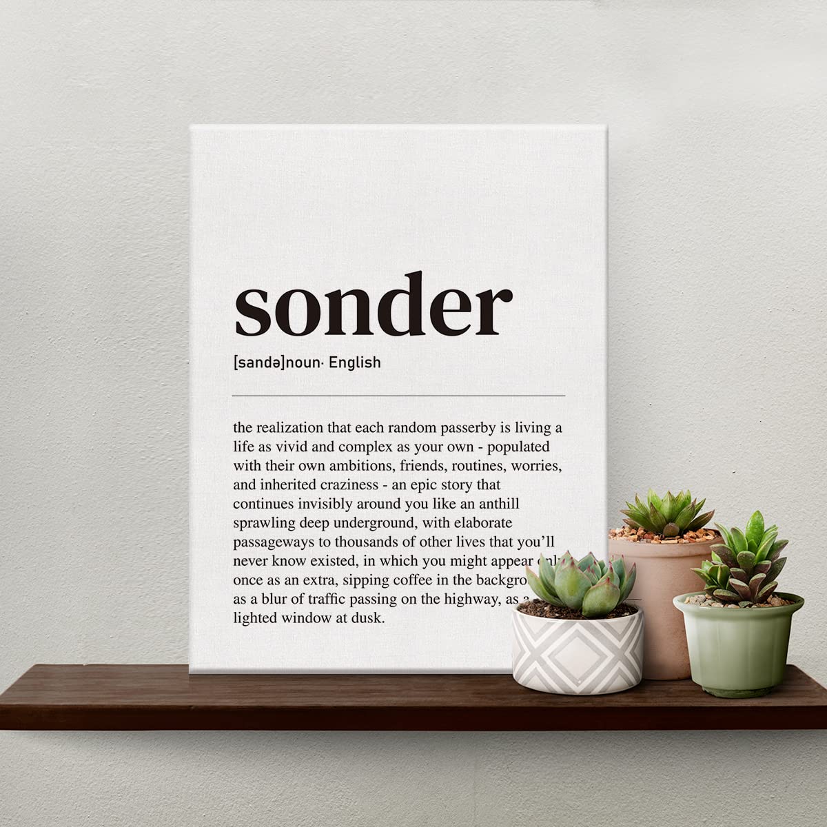 Sonder Definition Canvas Wall Art Poster Print Gift, Minimalist Sonder Meaning Painting Ready to Hang Home Decor (11.5" x 15")