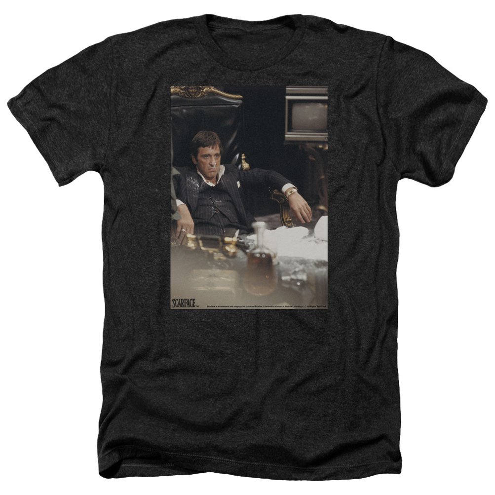 A&E Designs Scarface Sit Back Heather T-Shirt, Black, Medium
