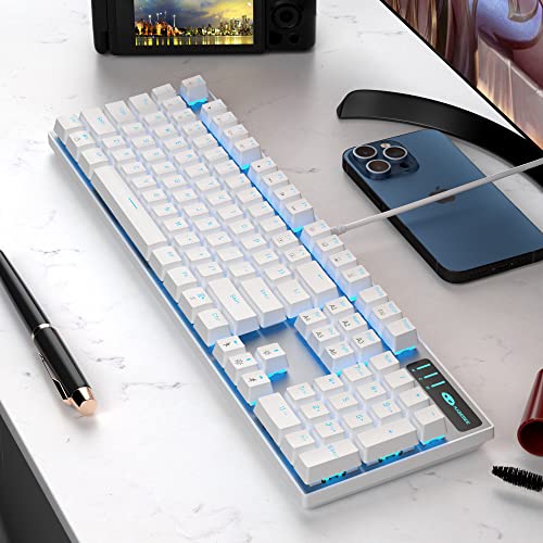 MageGee Mechanical Gaming Keyboard, Wired USB Adjustable Backlight Keyboard, New Mechanical Storm 100% Anti-ghosting Keyboard with Red Switches for Windows PC/MAC Games (White)