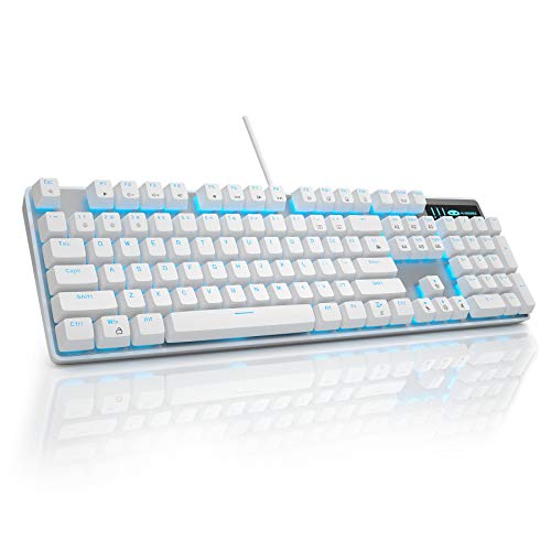 MageGee Mechanical Gaming Keyboard, Wired USB Adjustable Backlight Keyboard, New Mechanical Storm 100% Anti-ghosting Keyboard with Red Switches for Windows PC/MAC Games (White)