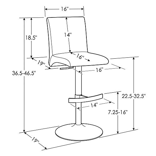 Zuri Furniture Modern Coveteur Adjustable Height Swivel Bar Stool in Black