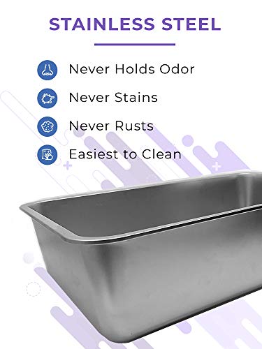iPrimio Enclosed Sides Stainless Steel Cat XL Litter Box Keep Litter In the Pan - Never Absorbs Odor, Stains, or Rusts - No Residue Build Up - Easy Cleaning Litterbox Designed by Cat Owners - Patented