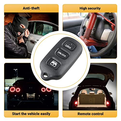 Keyless Entry Remote Control Car Key Fob Compatible with 1999 - 2009 Toyota 4Runner 2001-2007 Toyota Sequoia Key Replacement FCC ID HYQ12BBX HYQ12BAN (2 Pack)