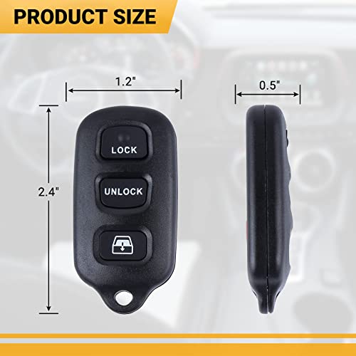 Keyless Entry Remote Control Car Key Fob Compatible with 1999 - 2009 Toyota 4Runner 2001-2007 Toyota Sequoia Key Replacement FCC ID HYQ12BBX HYQ12BAN (2 Pack)
