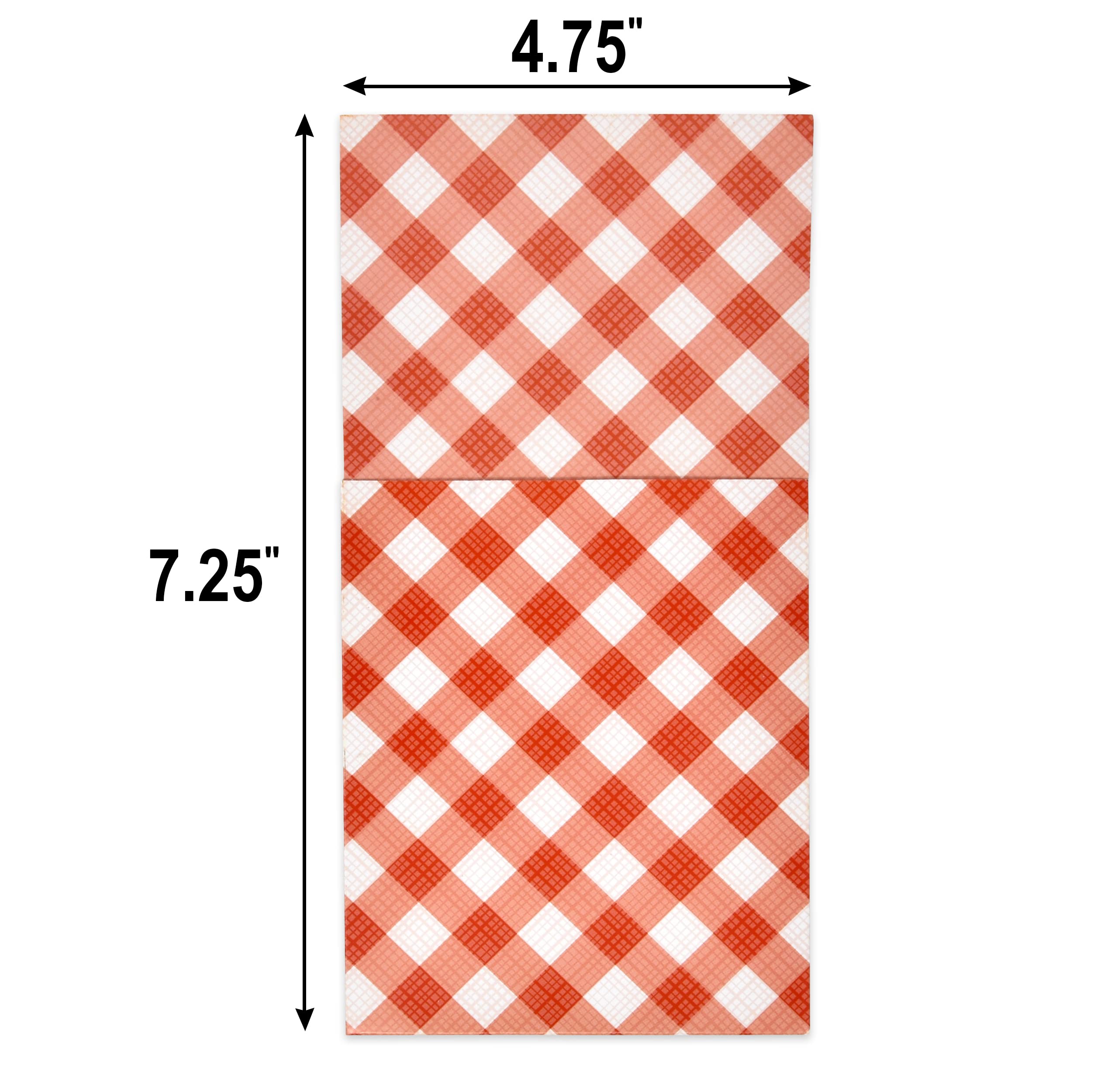 36 Picnic Barbecue Cutlery Holders Red and White Gingham Utensil Silverware Paper Pouch Pockets for Checkered Summer BBQ Table Place Settings Tableware Party Supplies Decorations for Knife Fork Spoon
