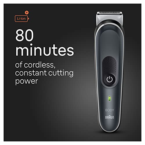 Braun Body Groomer Series 3 3340, Body Groomer for Men, for Chest, Armpits, Groin, Manscaping & More, Incl. 2 Combs for 1 mm - 3 mm Lengths, SkinSecure Technology for Gentle Use, Washable,