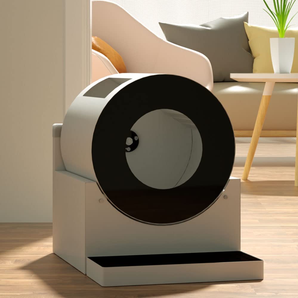 TOMYEUS Cat Box Smart Cat Toilet Fully Enclosed Oversized Fully Automatic Electric Cat Litter Box Anti-Splash Shovel Machine Cat Furniture (Size : Without Foot Pads)