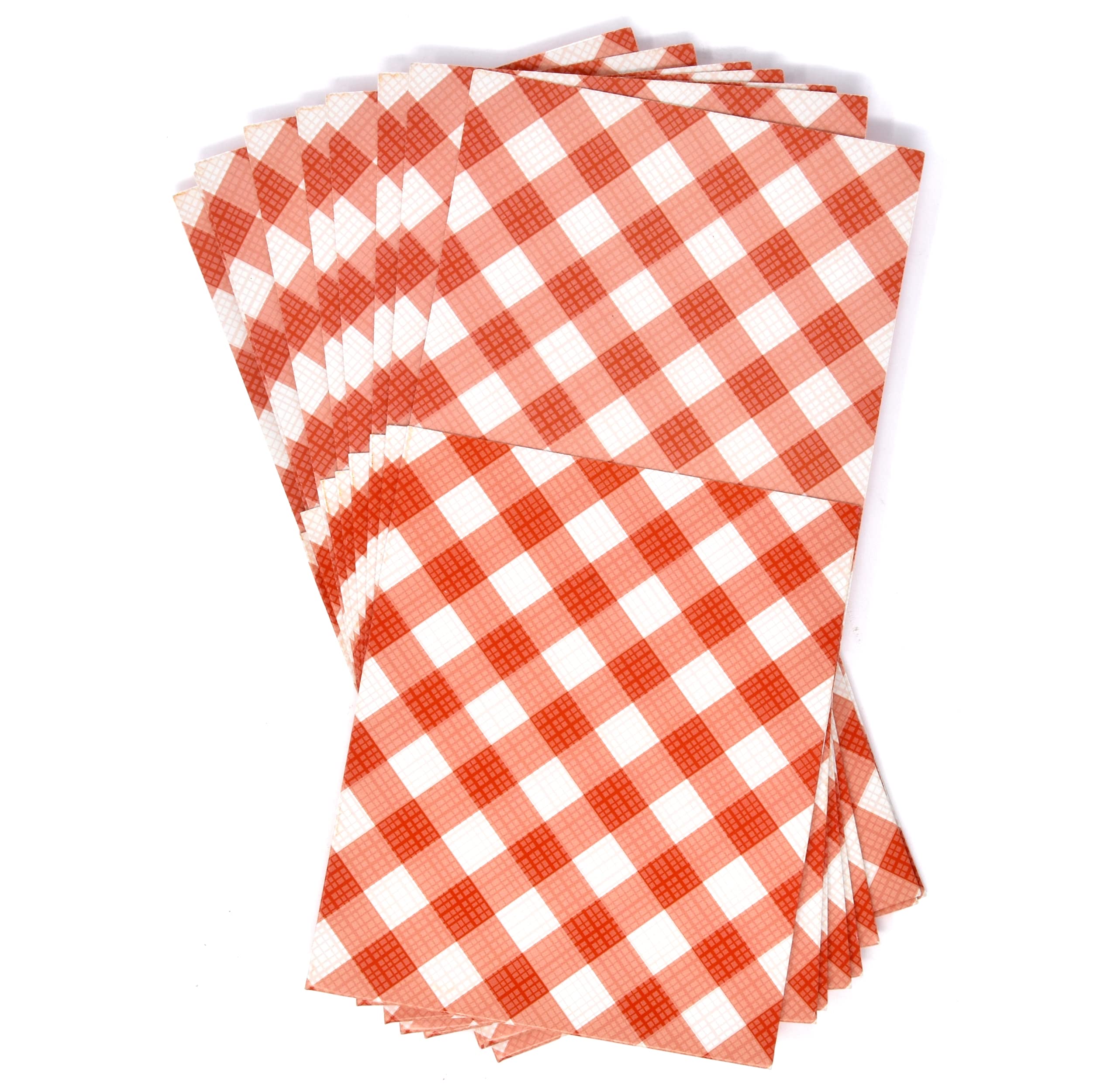 36 Picnic Barbecue Cutlery Holders Red and White Gingham Utensil Silverware Paper Pouch Pockets for Checkered Summer BBQ Table Place Settings Tableware Party Supplies Decorations for Knife Fork Spoon