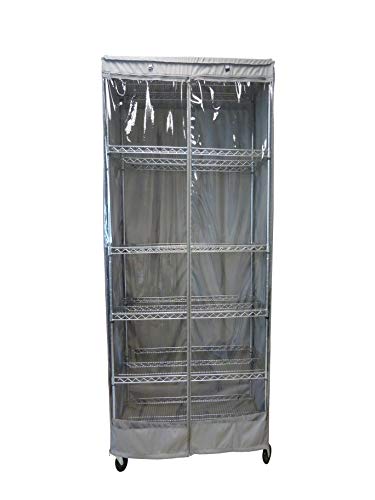 Formosa Covers Premium Clear Front Wire Shelf Cover Grey - Heavy-Duty Storage Solution for Wire Shelving Rack (24”Wx18”Dx72”H) - Waterproof PVC, Water/Dust Resistant Fabric, Multi Zipper