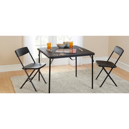Mainstays 34" Square Fold-in-Half Table, Black, Folds for Easy Storage