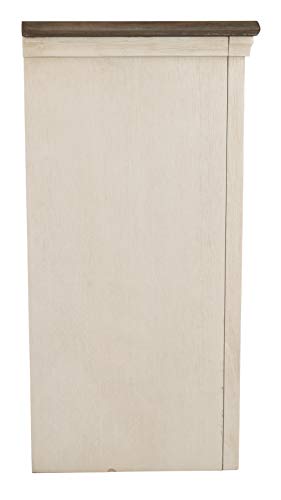 Signature Design by Ashley Bolanburg Two Tone Farmhouse TV Stand, Fits TVs up to 72", 3 Cabinets and Adjustable Storage Shelves, Whitewash