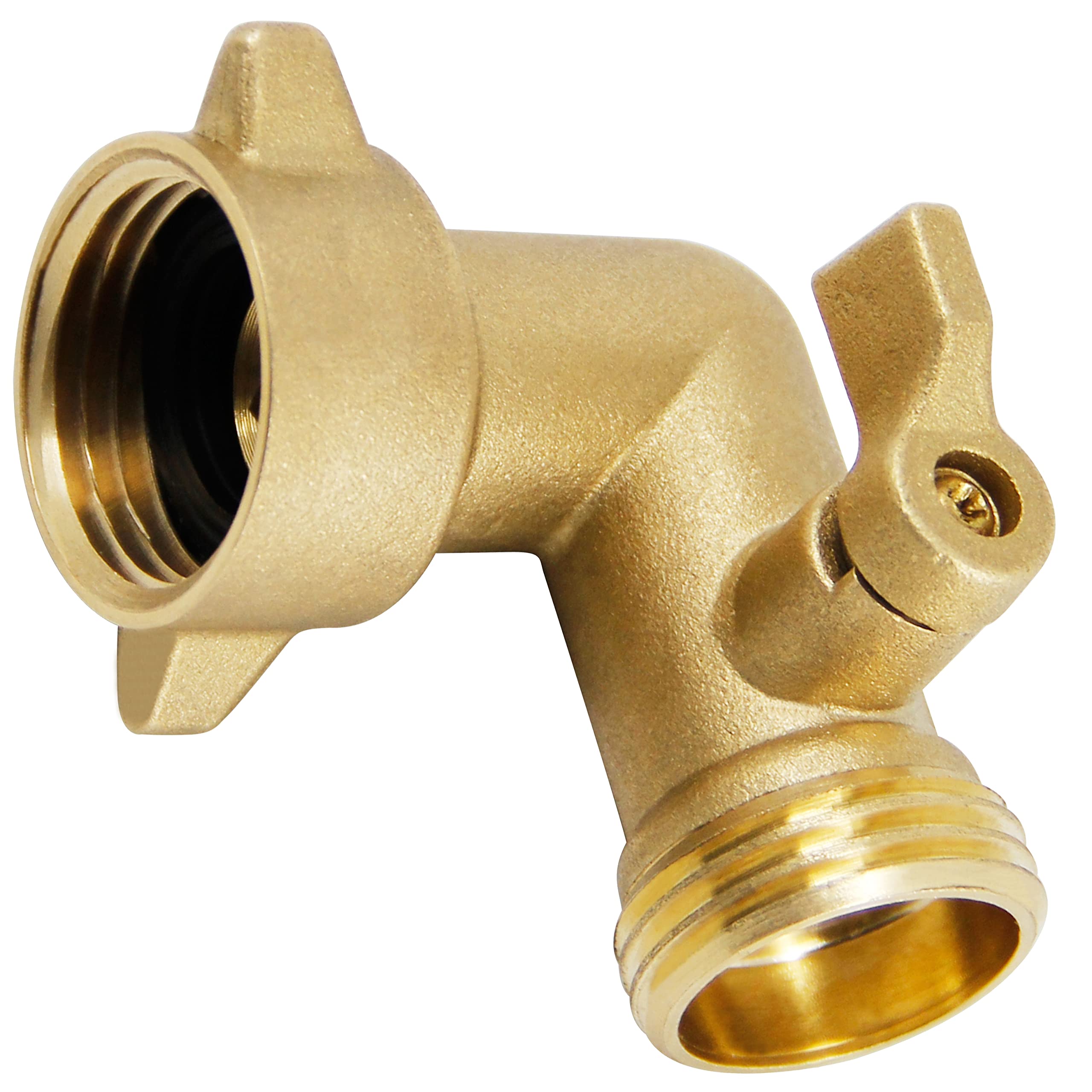 Lifynste Garden Hose Elbow Connector, 90 Degree Brass Garden Hose Elbow Adapter with Shut Off Valves, 4 Pack