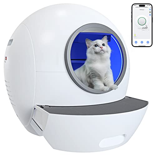 KungFuPet Self-Cleaning Cat Litter Box, Automatic Cat Litter Box APP Control Smart Large Litter Box for Multiple Cats Safety Protection Odor Removal [Upgrade Version]