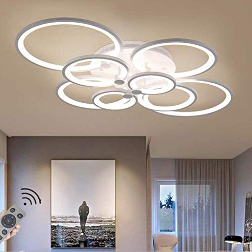 LED Dimmable Ceiling Light Modern Ring Circle Flush Mount Ceiling Lamp Acrylic Lampshade Chandelier Bedroom Kitchen Living Room Interior Decorative Lighting Fixture,8 rings/41.73×30.7×7.5in/120w