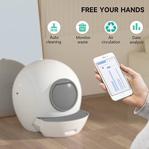 KungFuPet Self-Cleaning Cat Litter Box, Automatic Cat Litter Box APP Control Smart Large Litter Box for Multiple Cats Safety Protection Odor Removal [Upgrade Version]